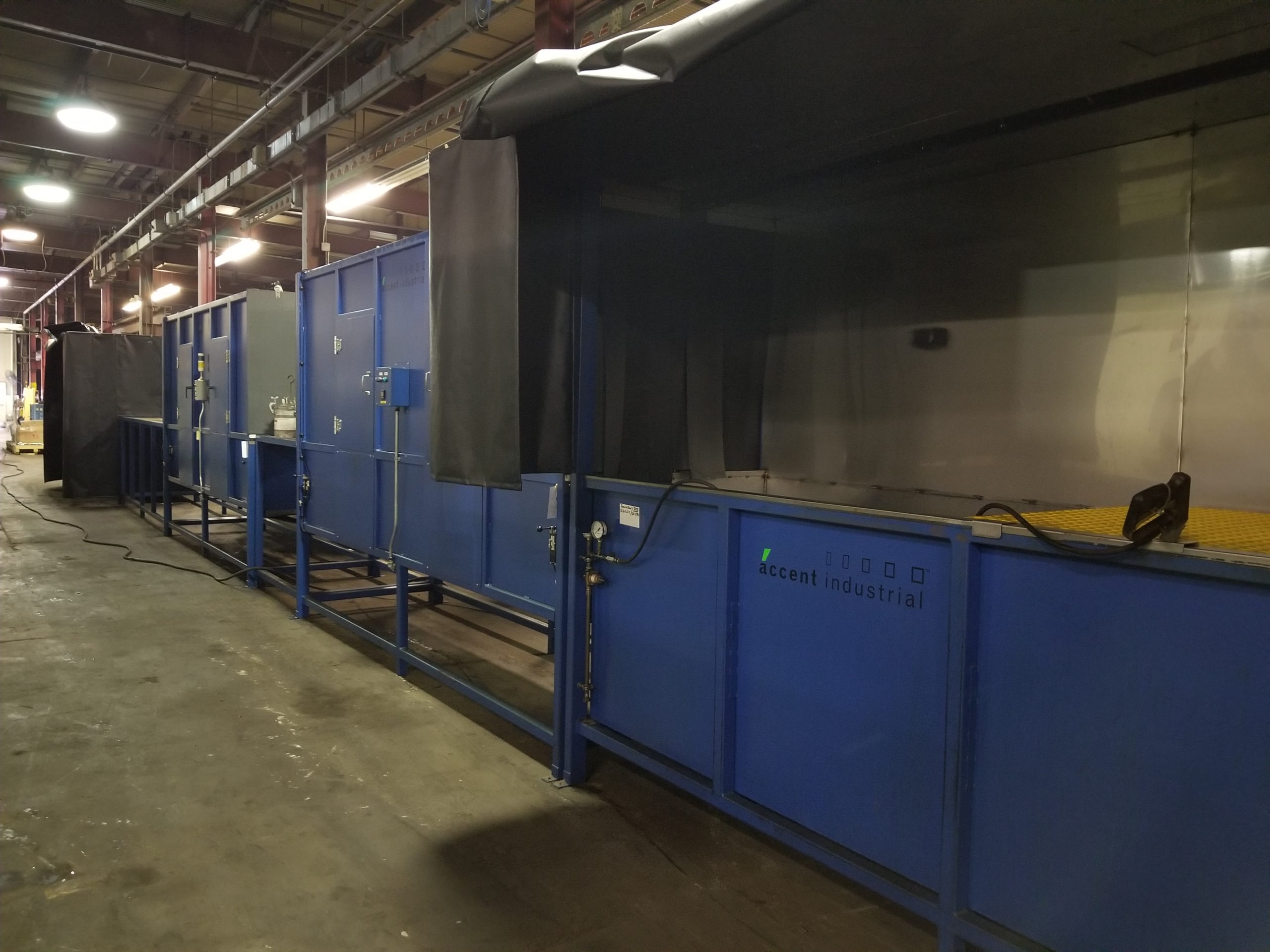 80’ ACCENT INDUSTRIAL FLOURESCENT PENETRANT INSPECTION LINE - USNDT, Inc.